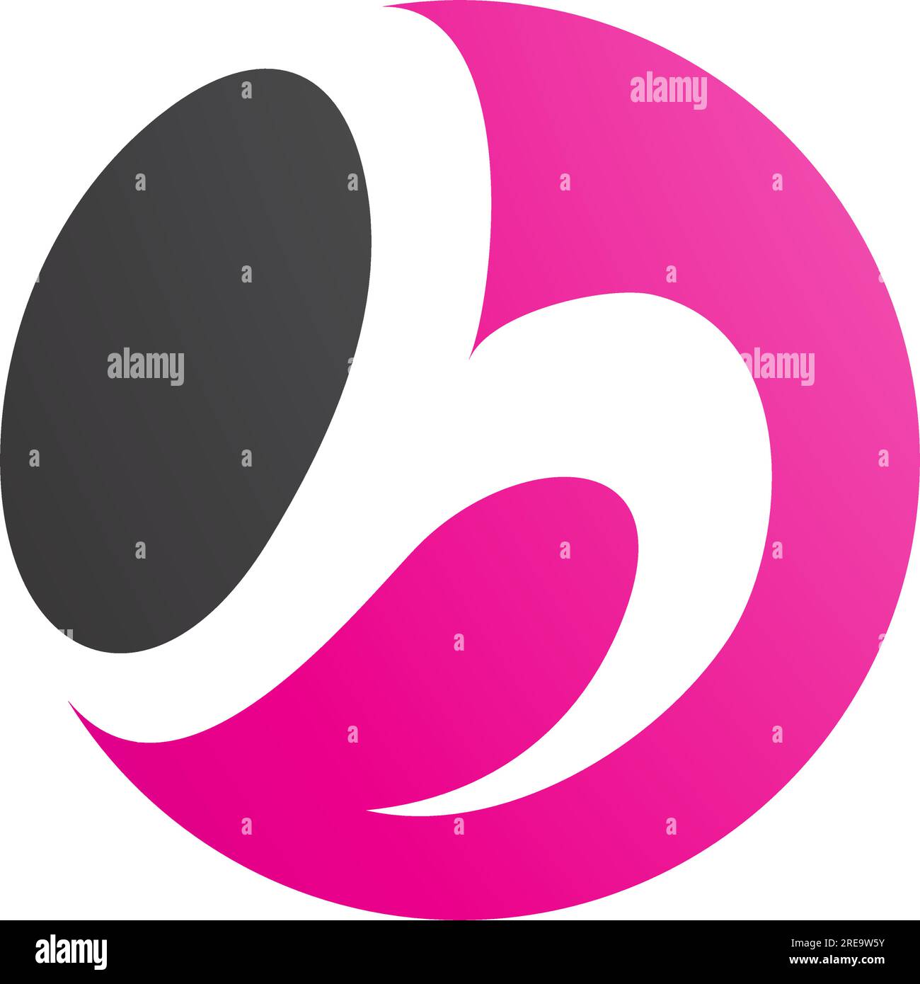 Magenta and Black Circle Shaped Letter H Icon on a White Background ...