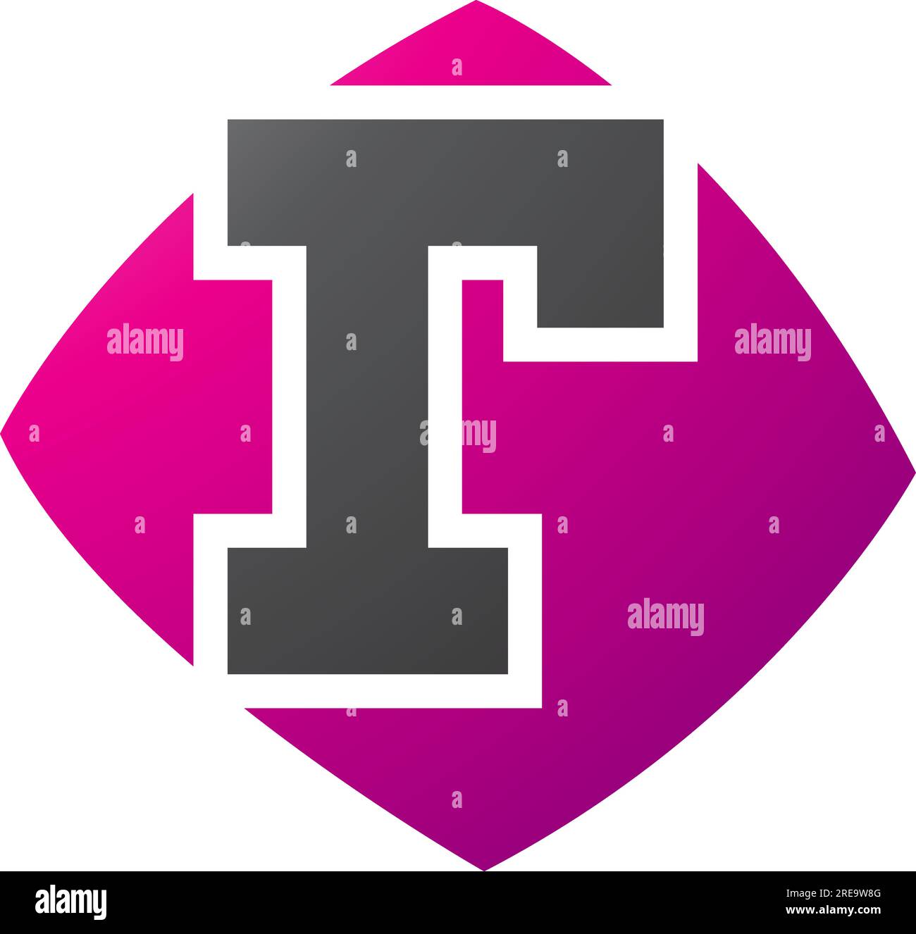 Magenta and Black Bulged Square Shaped Letter R Icon on a White ...