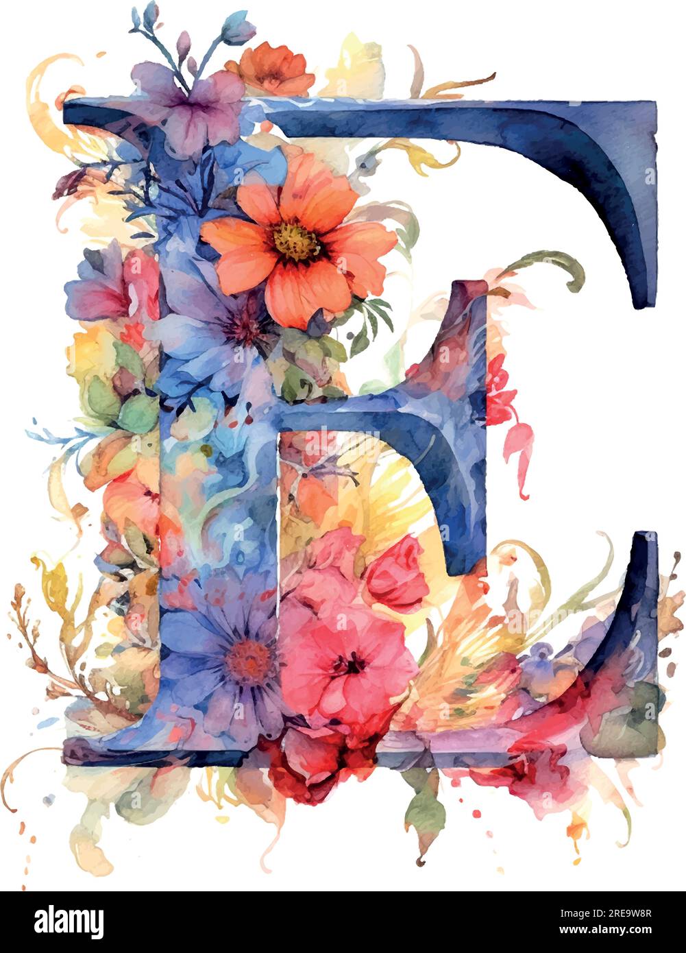 Modern monogram E watercolor, great design for any purposes. alphabet ...