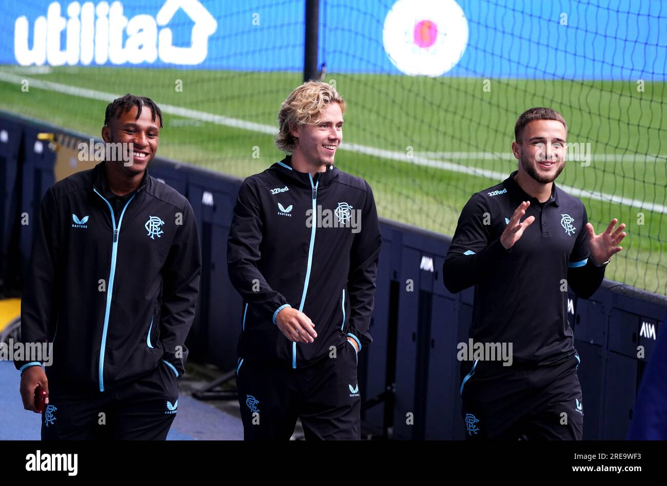 Left to right, Rangers' Zak Lovelace, Todd Cantwell and Nicolas Raskin ...