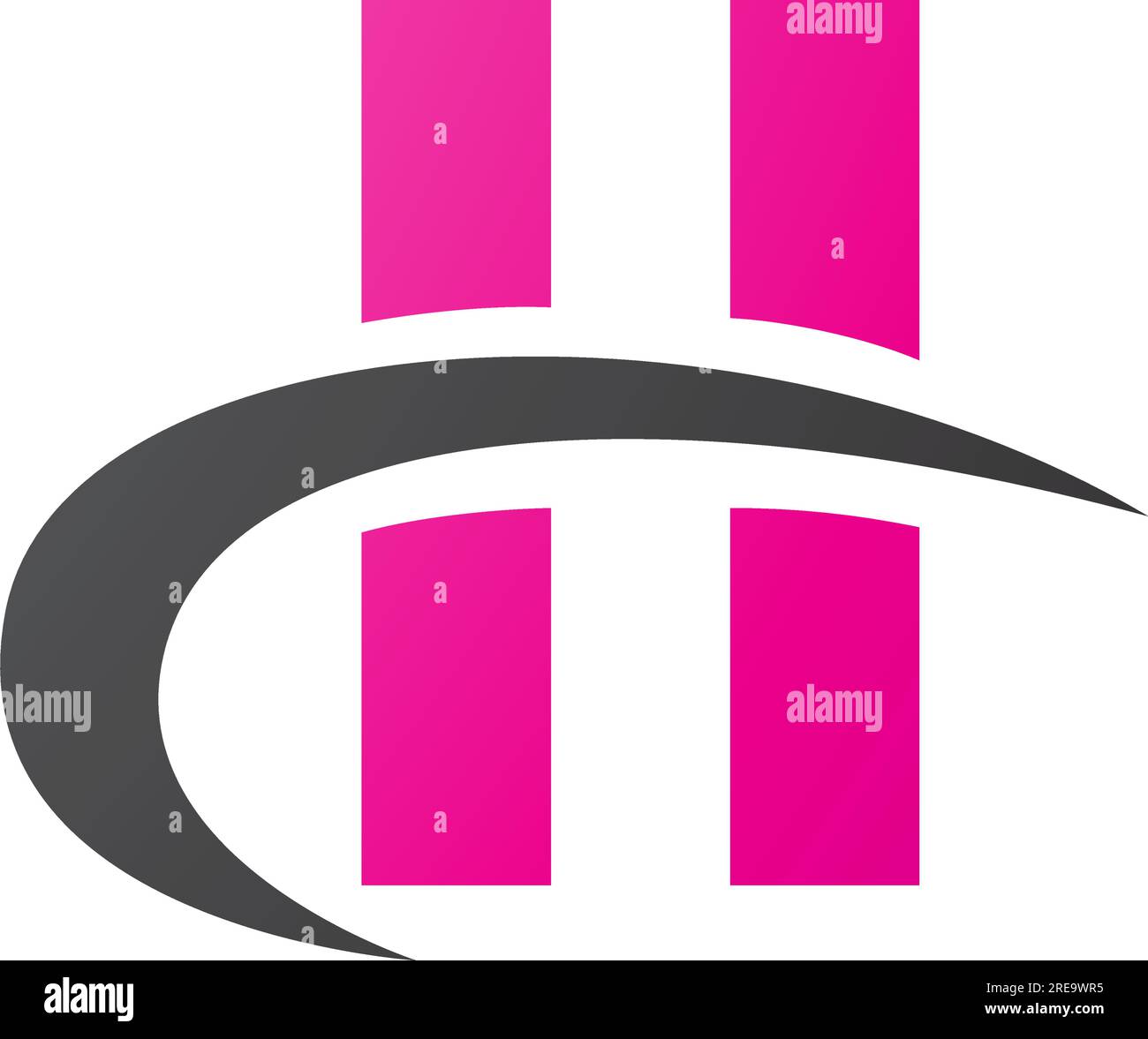 Magenta and Black Letter H Icon with Vertical Rectangles and a Swoosh ...