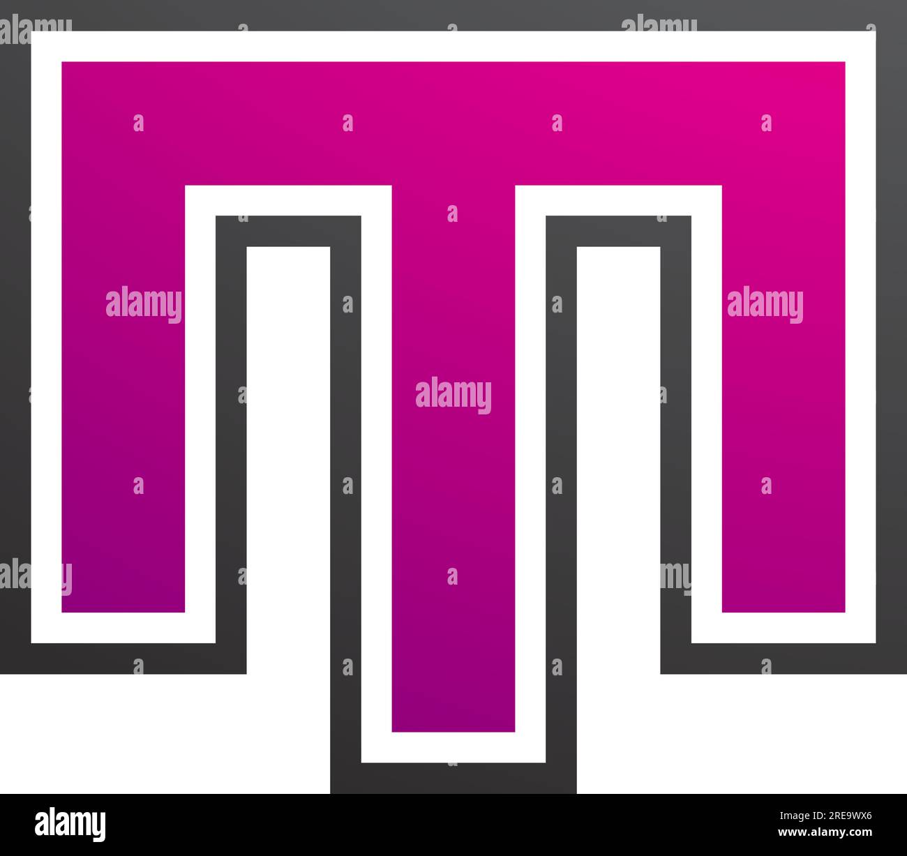 Magenta and Black Letter M Icon with an Outer Stripe on a White ...