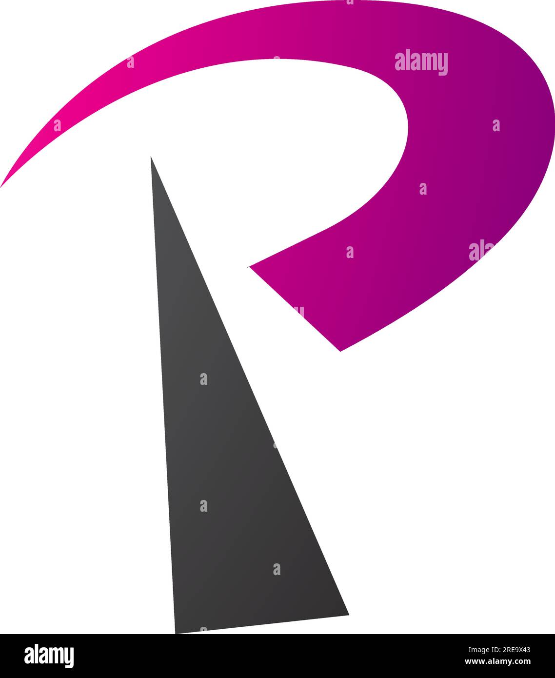 Magenta and Black Radio Tower Shaped Letter P Icon on a White ...