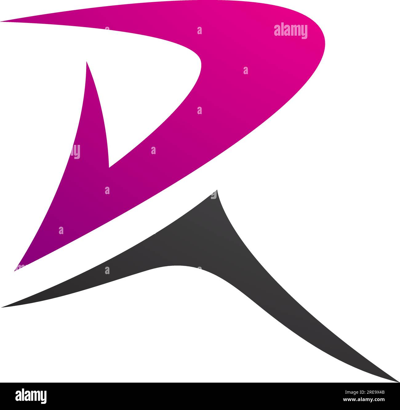 Magenta and Black Pointy Tipped Letter R Icon on a White Background ...