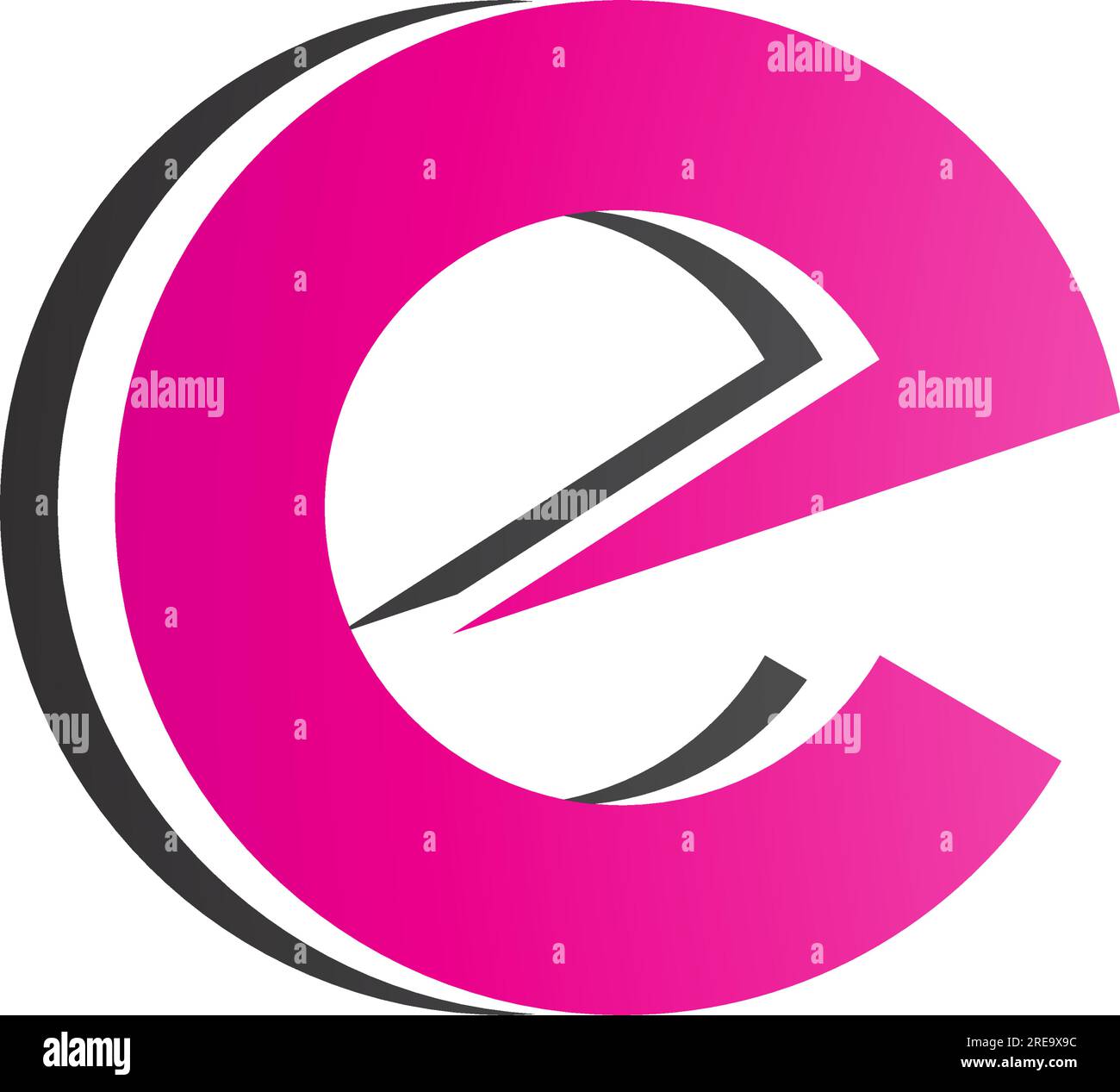 Magenta and Black Round Layered Lowercase Letter E Icon on a White ... Magenta and Black Round Layered Lowercase Letter E Icon on a White ...