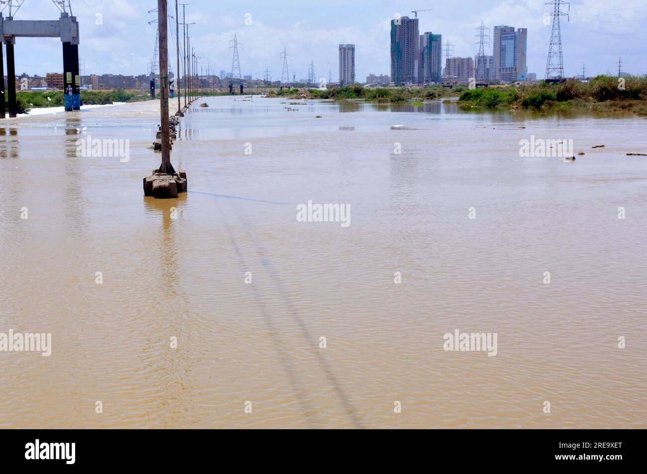Hyderabad, Pakistan , July 26, 2023, View of Korangi Causeway road that ...