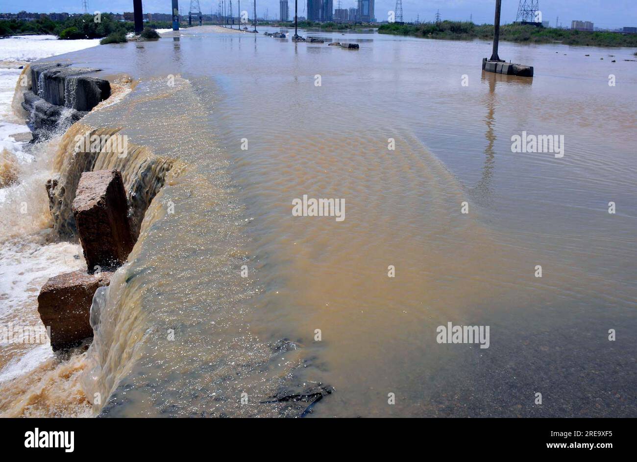 Hyderabad, Pakistan , July 26, 2023, View of Korangi Causeway road that ...