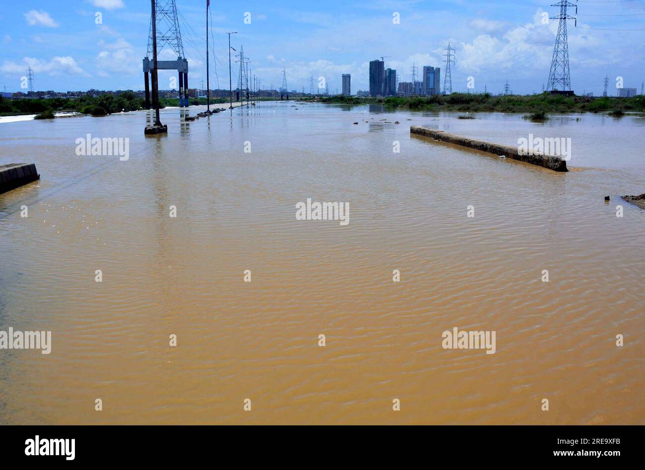 Hyderabad, Pakistan , July 26, 2023, View of Korangi Causeway road that ...