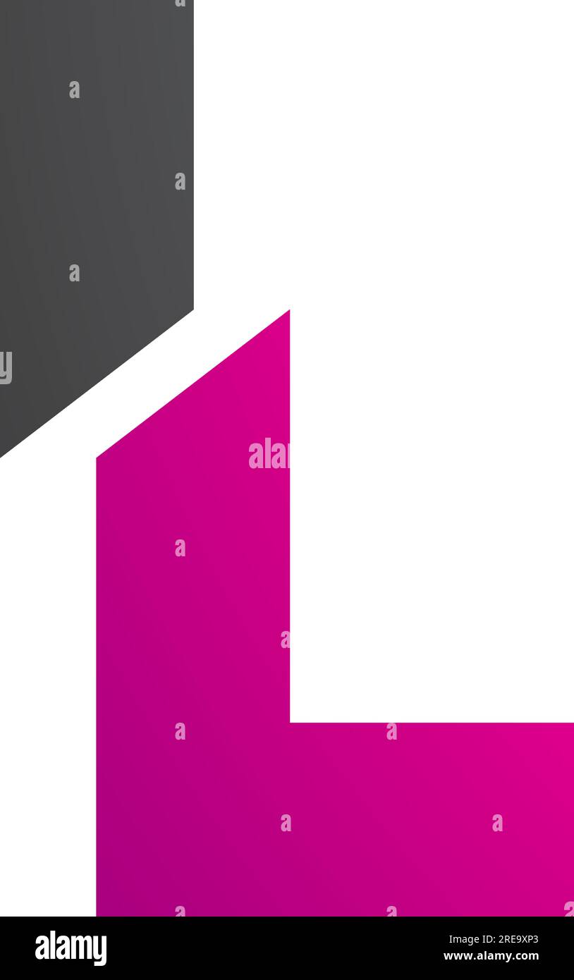 Magenta and Black Split Shaped Letter L Icon on a White Background ...