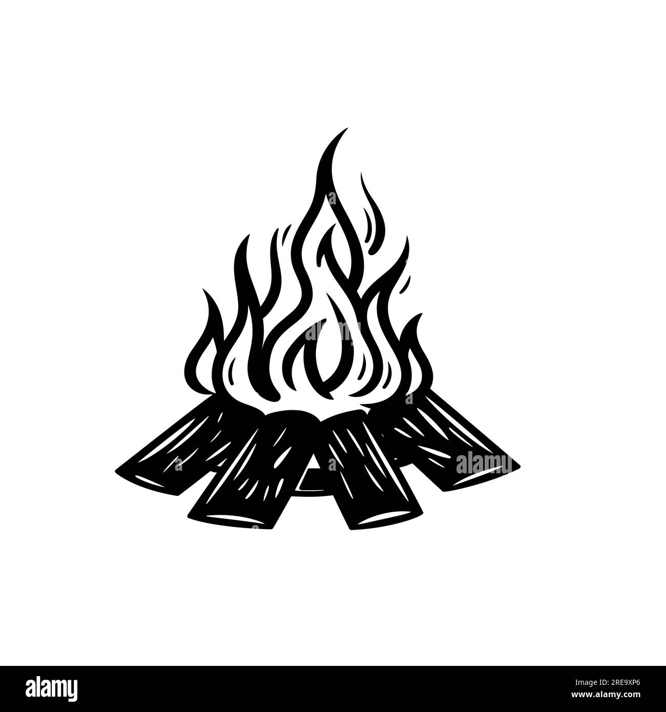 Camp fire icon. Bonfire burning on firewood sign. Vector Stock Vector ...