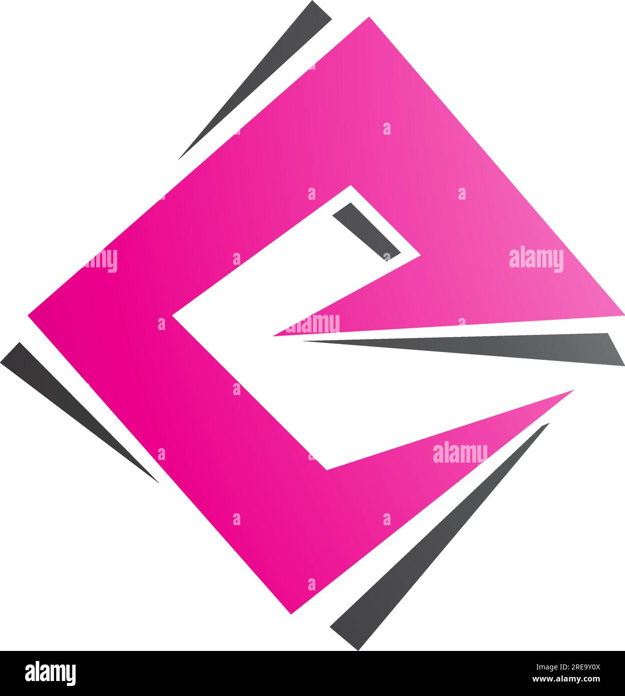 Magenta and Black Square Diamond Letter E Icon on a White Background ...
