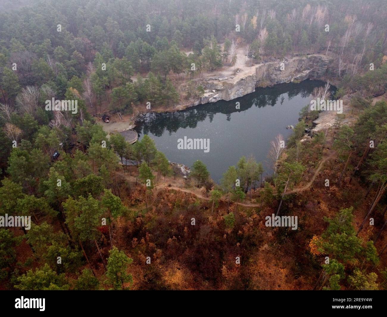 Ukraine flooded granite quarry drone hi-res stock photography and ...