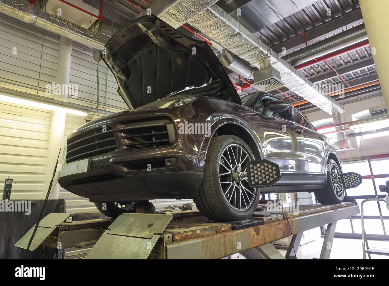 July 18. 2023. Russia. Moscow. A car mechanic performs car maintenance ...