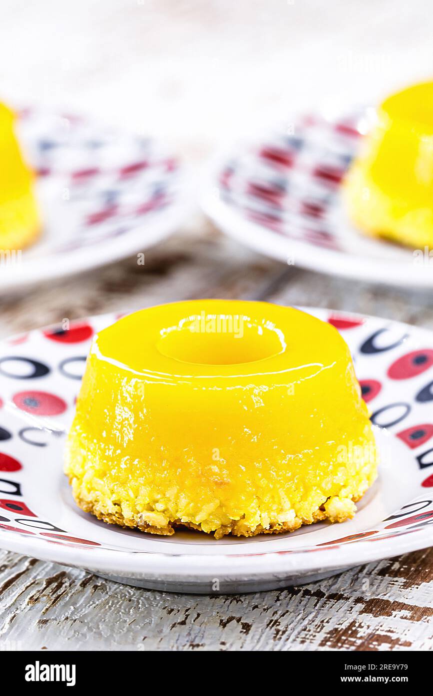 Egg yolk candy, called Quindim in Brazil and Brisas do Liz in Portugal ...