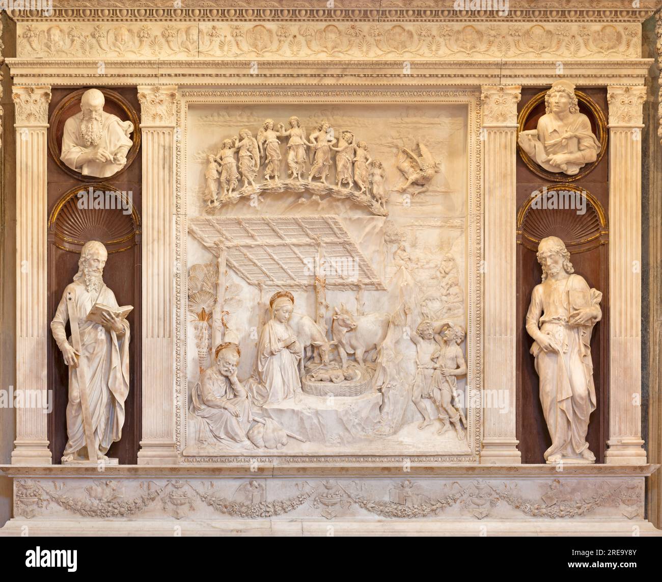 NAPLES, ITALY - APRIL 21, 2023: The marble relief of Nativity in the ...