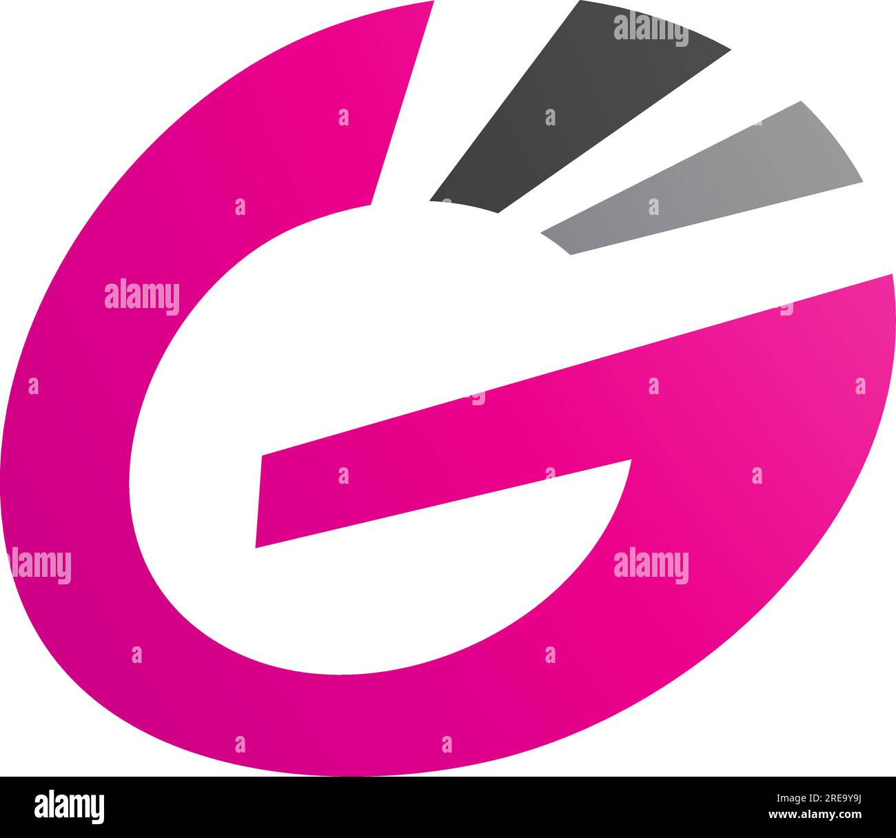 Magenta and Black Striped Oval Letter G Icon on a White Background ...