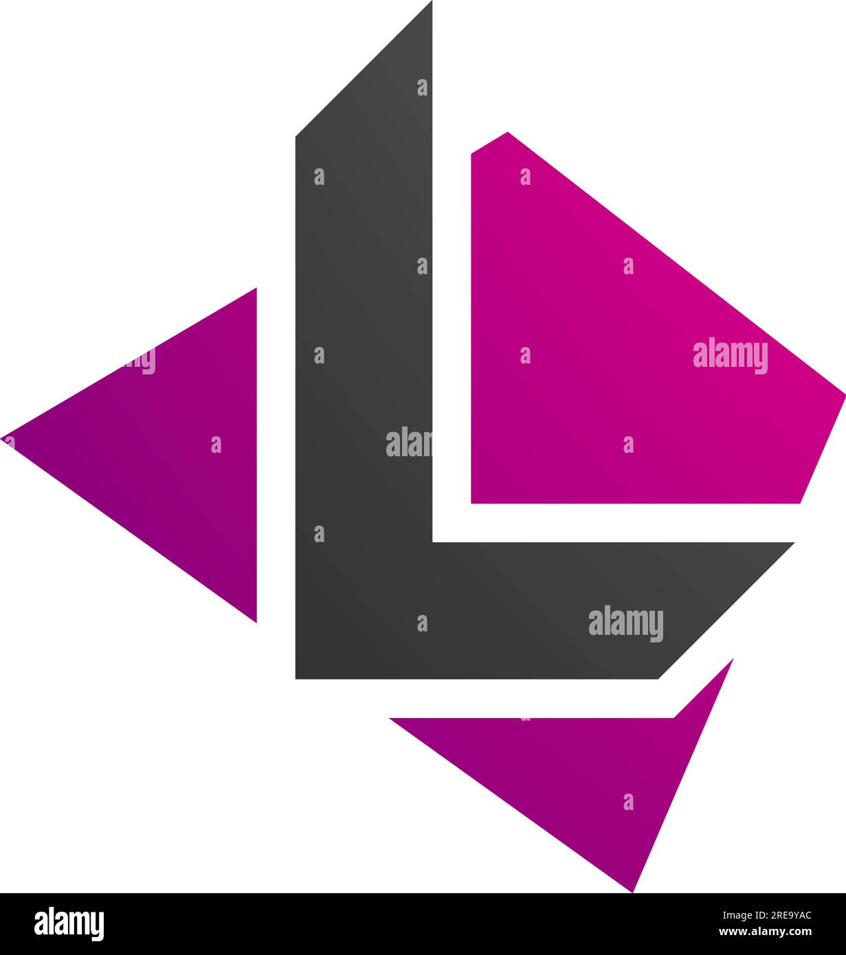 Magenta and Black Trapezium Shaped Letter L Icon on a White Background ...