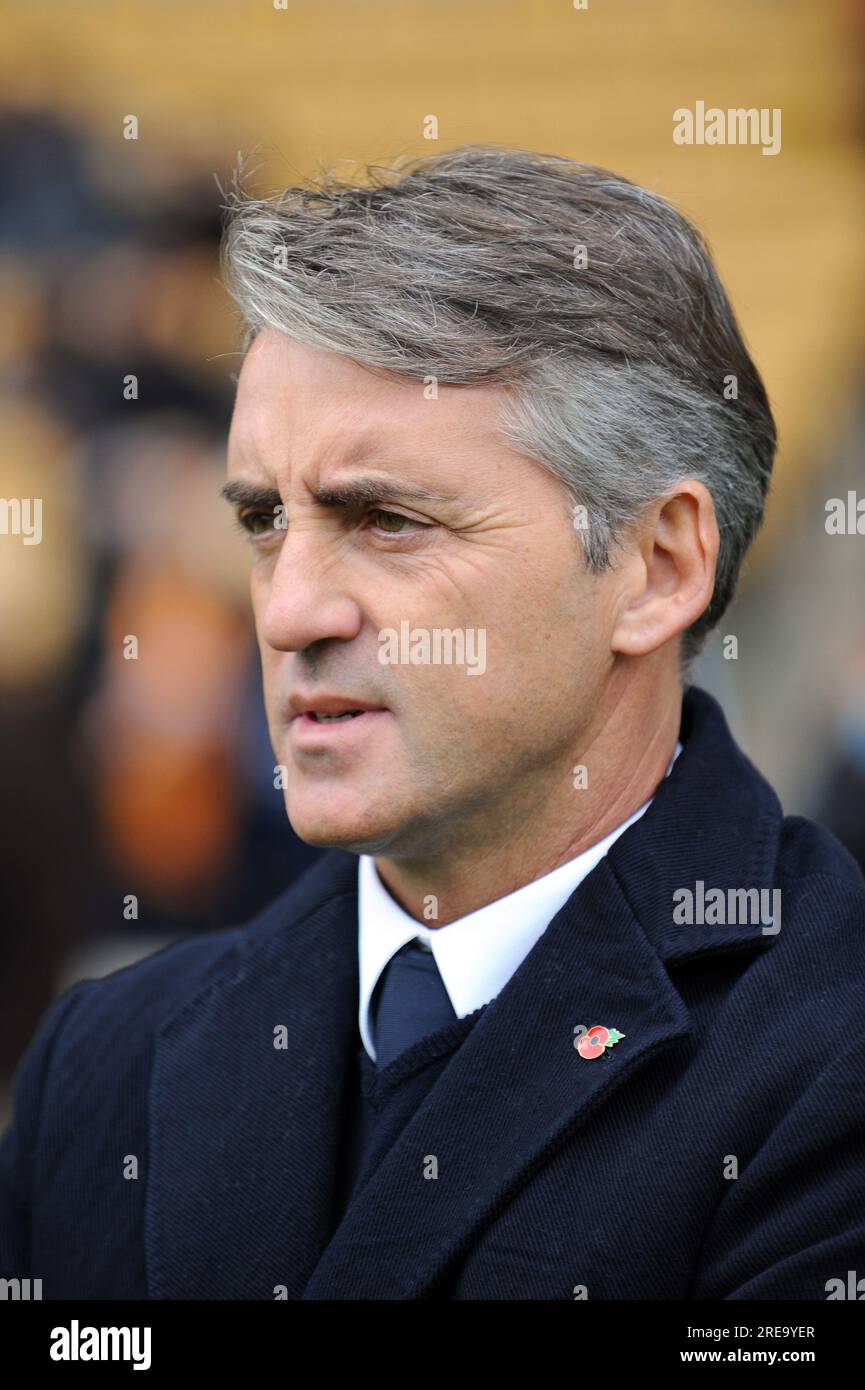 Roberto Mancini the head coach / manager of Manchester City - Barclays ...