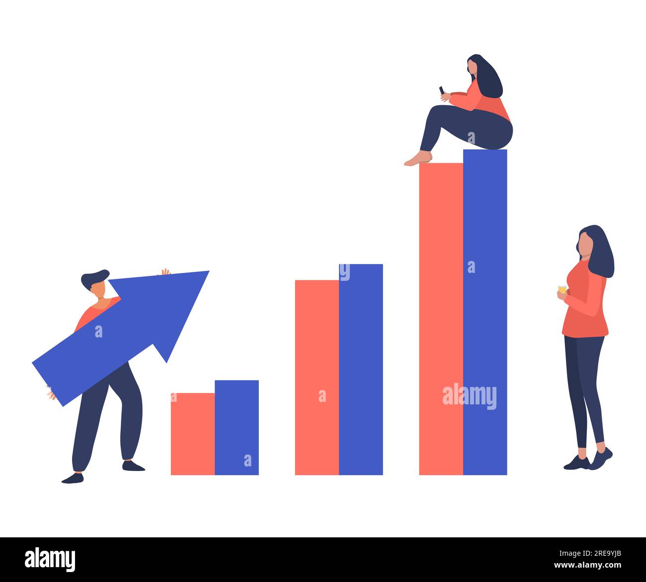 Man and women showing growing schedule at work in the office Stock ...
