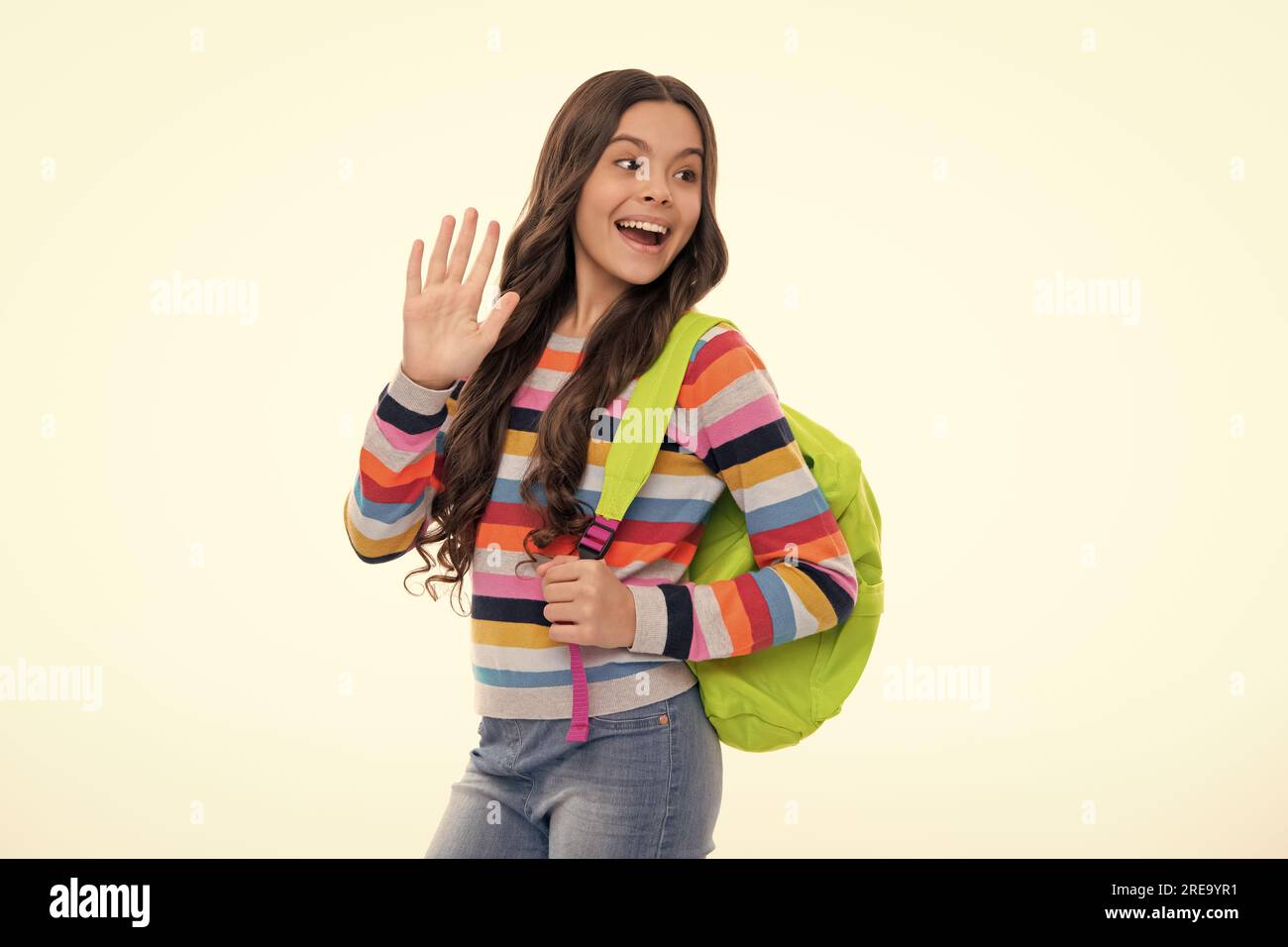 Back to school. Teenage school girl ready to learn. School children on ...