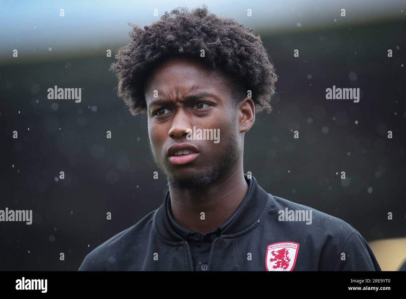 Bryant Bilongo #30 of Middlesbrough arrives at Valley Parade Stadium ...