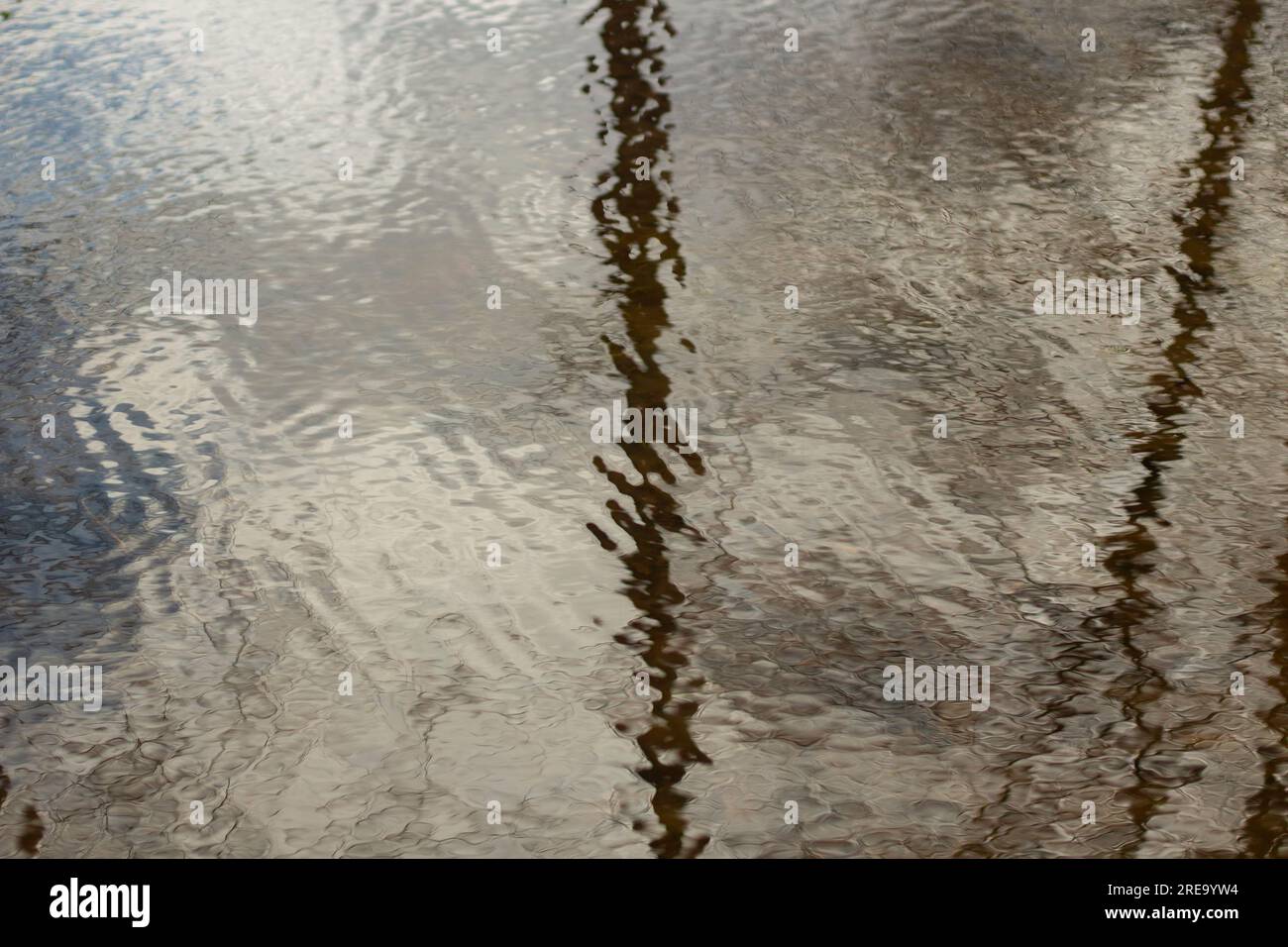 Water in spring. Waves on surface. Spring puddle. Details of nature ...