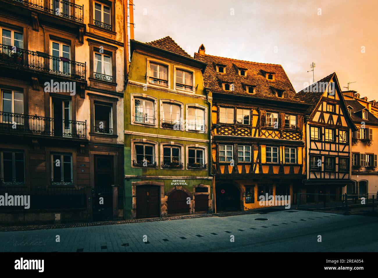 Enchanting Strasbourg: Timber-frame houses at dusk, capturing the ...