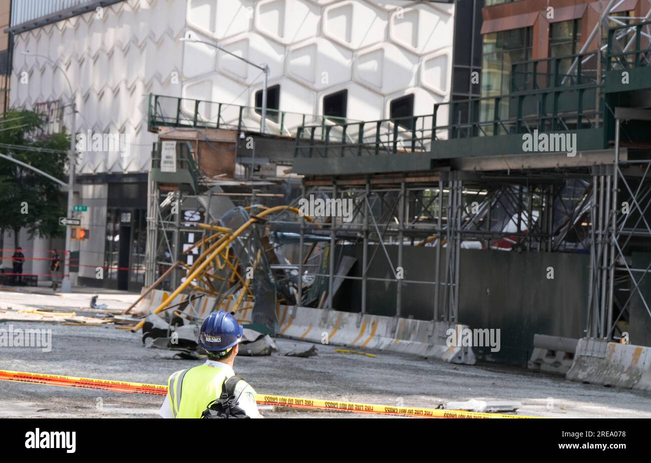 New York, New York, USA. 26th July, 2023. New York City Crane Collapse, the Crane boom fell ...