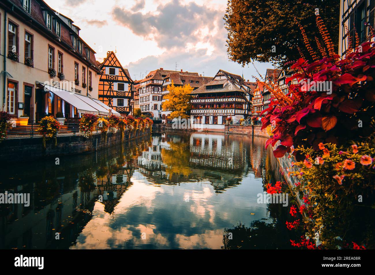 Enchanting Strasbourg: Timber-frame houses at dusk, capturing the ...
