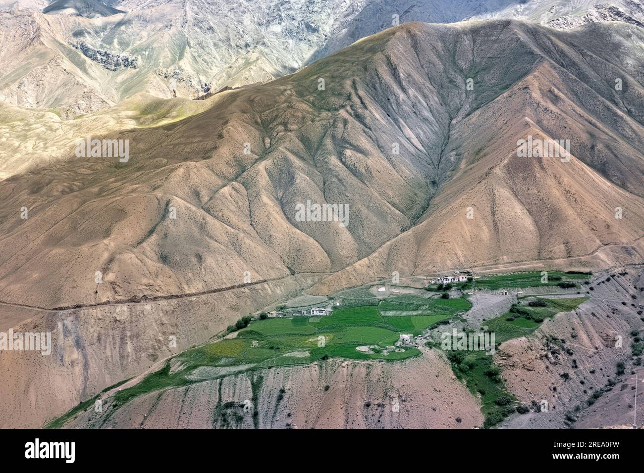 View of the oasis of Lingshed on the trans-Zanskar trek, Ladakh, India ...