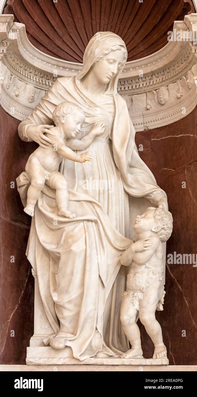 Title: NAPLES, ITALY - APRIL 21, 2023: The marble statue of Madonna the ...