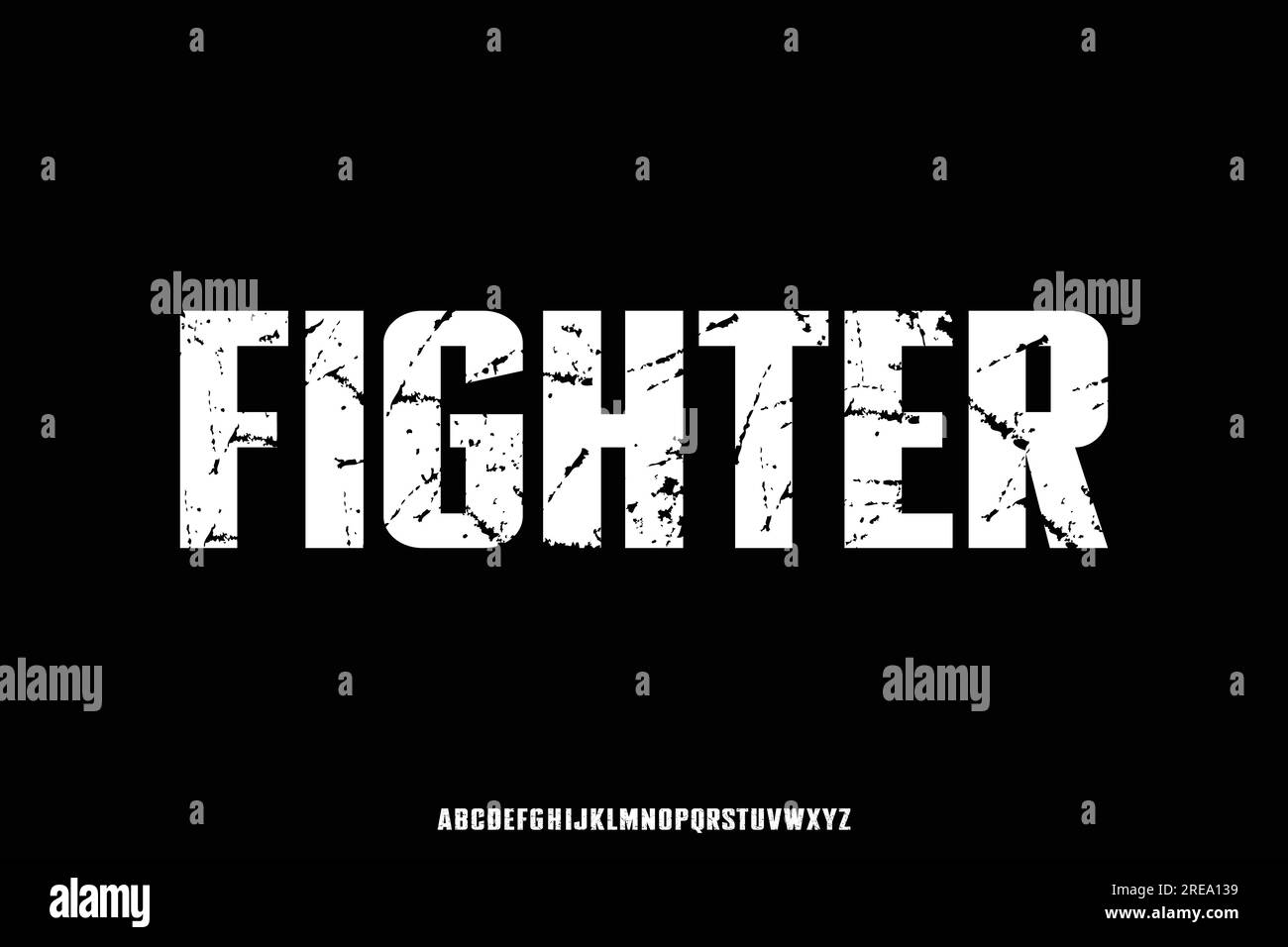 Strong dirty grunge textured style alphabet display font vector. Bold ...