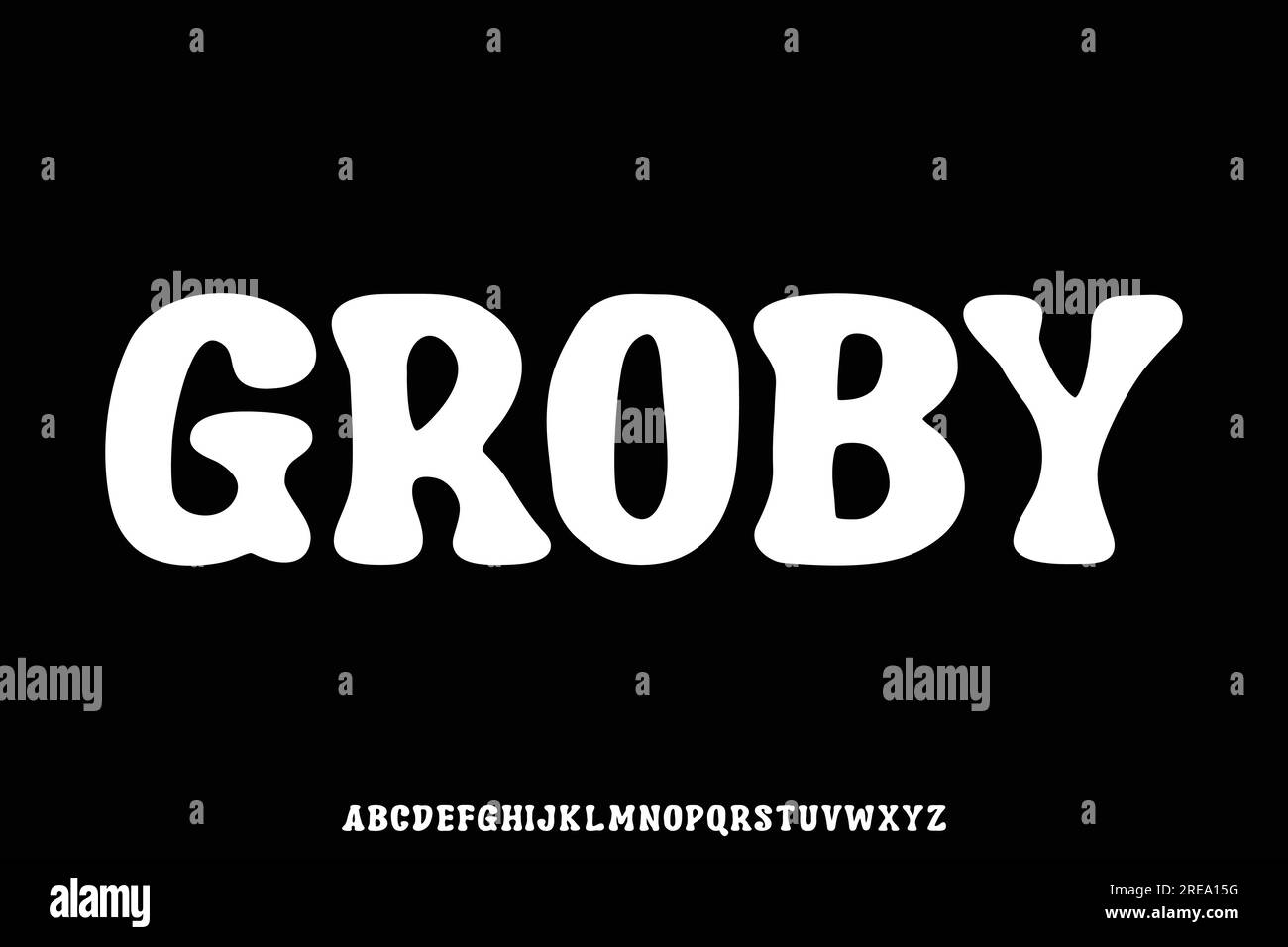 Bold retro groovy style alphabet typeface display font vector. Unique ...
