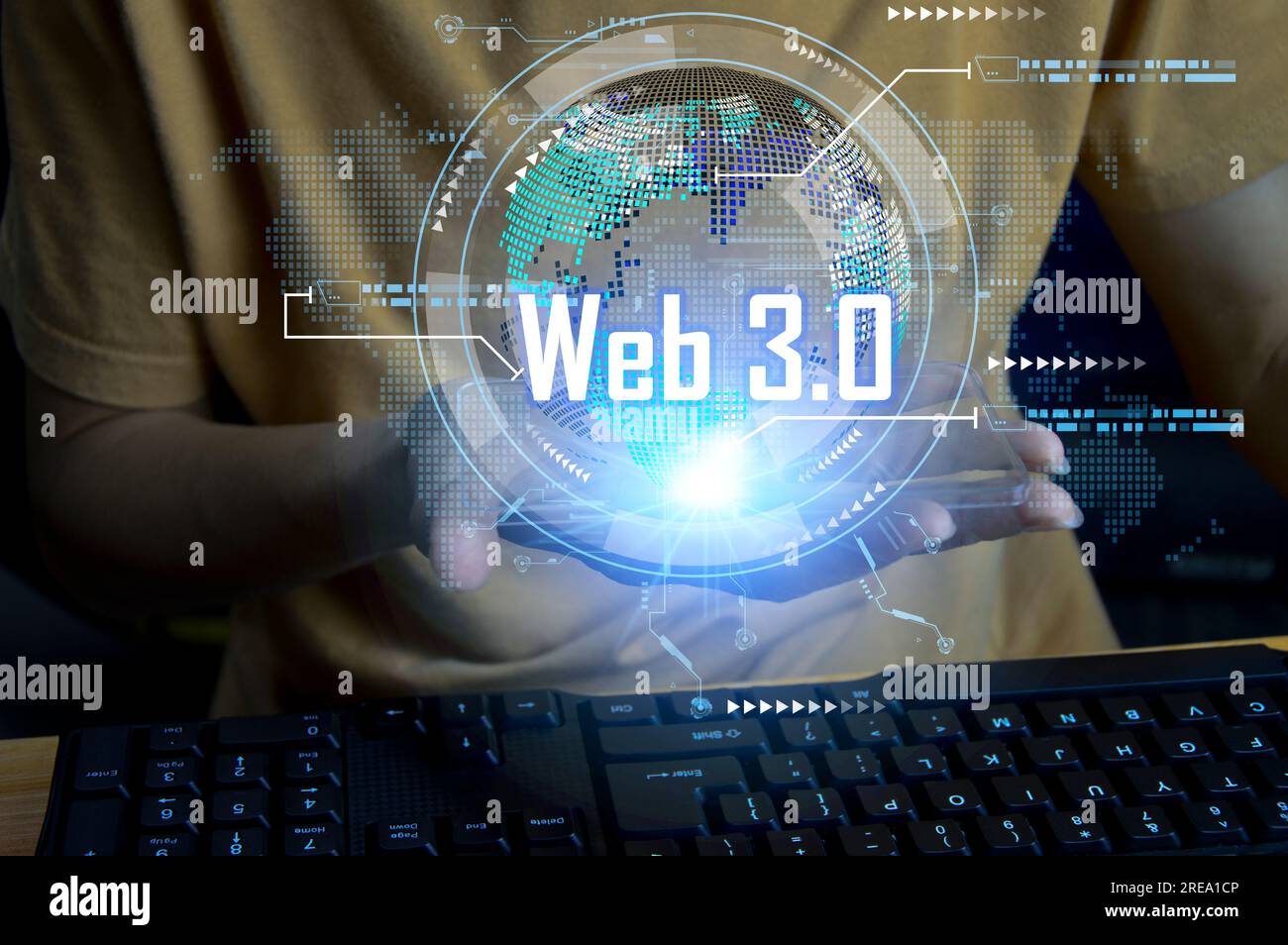 Digital communication concept and virtual screen technology WEB 3.0 and ...