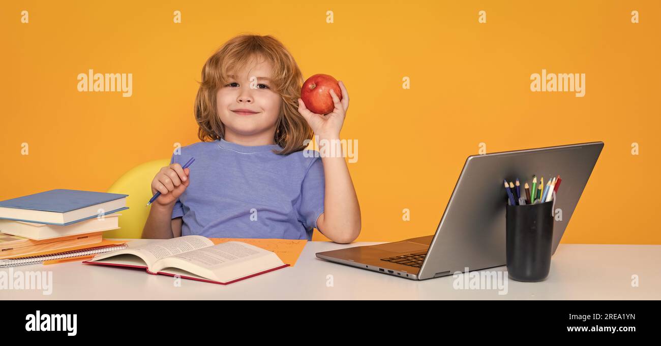 School child studying in classroom at elementary school. Kid studying ...