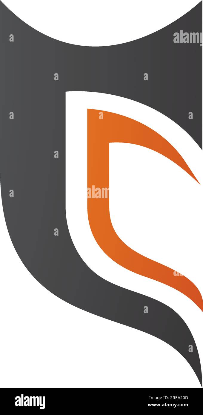 Black and Orange Half Shield Shaped Letter C Icon on a White Background ...