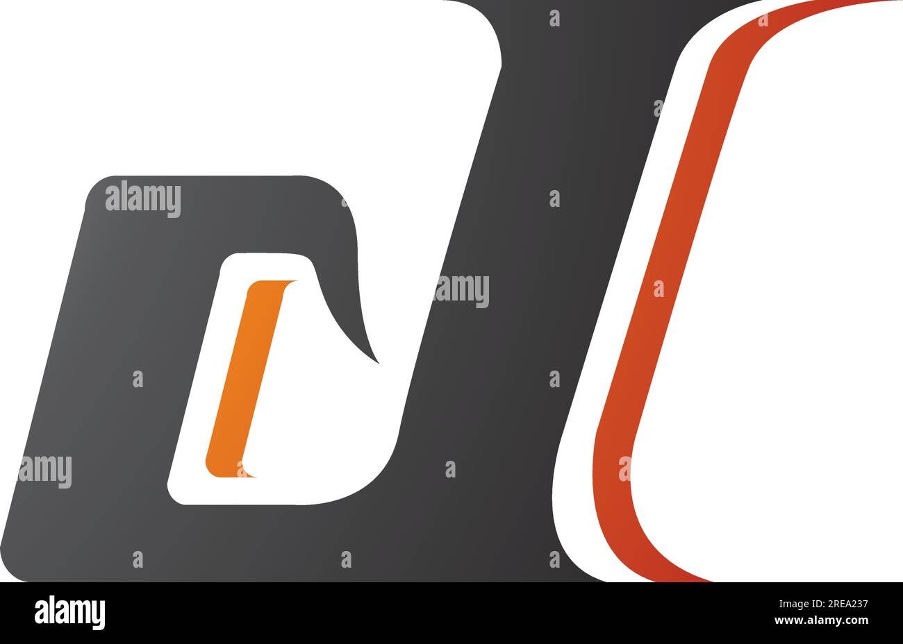 Black and Orange Lowercase Italic Letter D Icon on a White Background ...