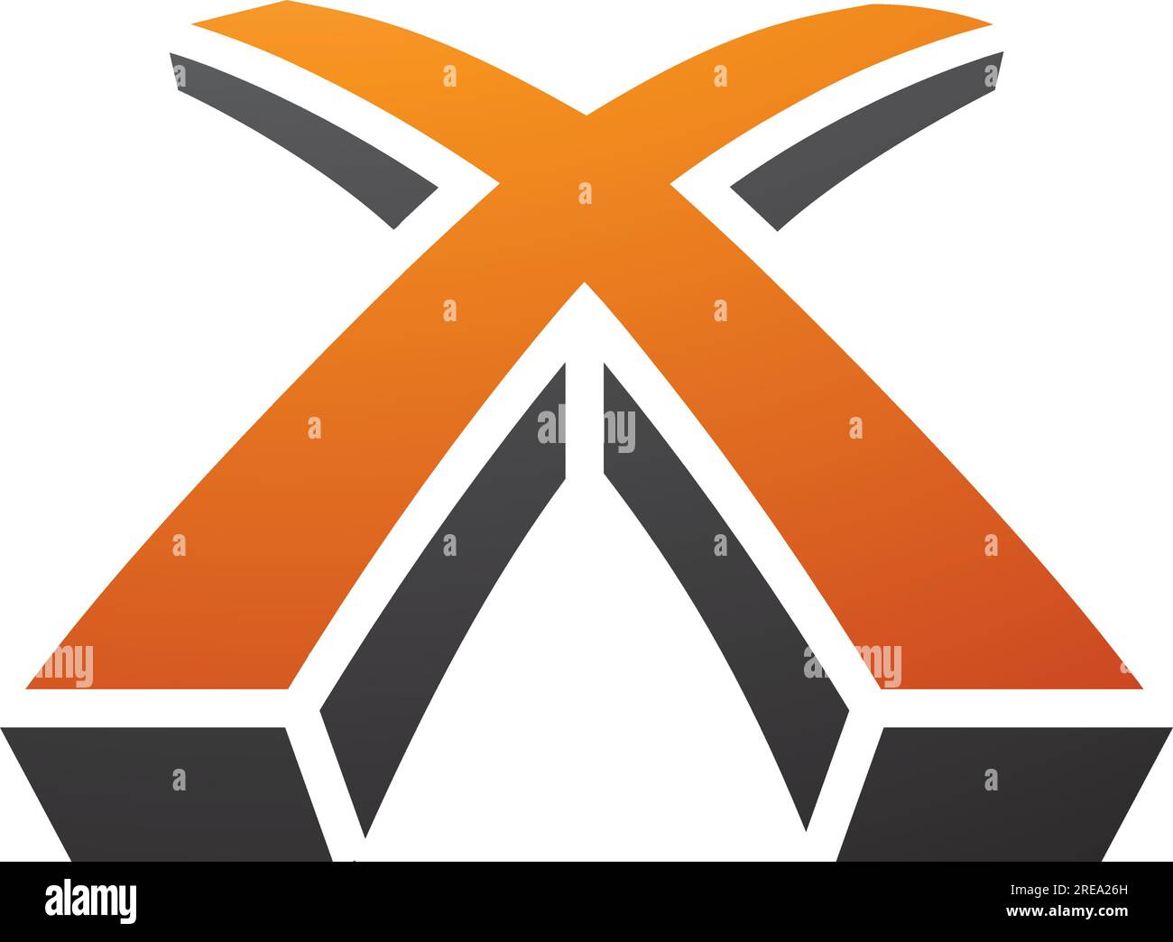 Orange and Black 3d Shaped Letter X Icon on a White Background Stock ...