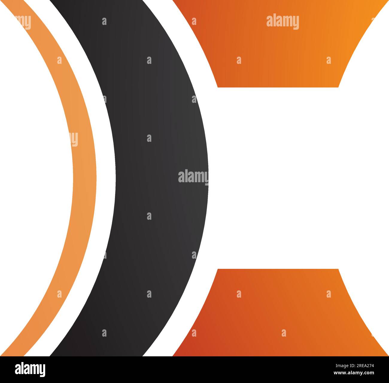Black and Orange Lens Shaped Letter C Icon on a White Background Stock ...