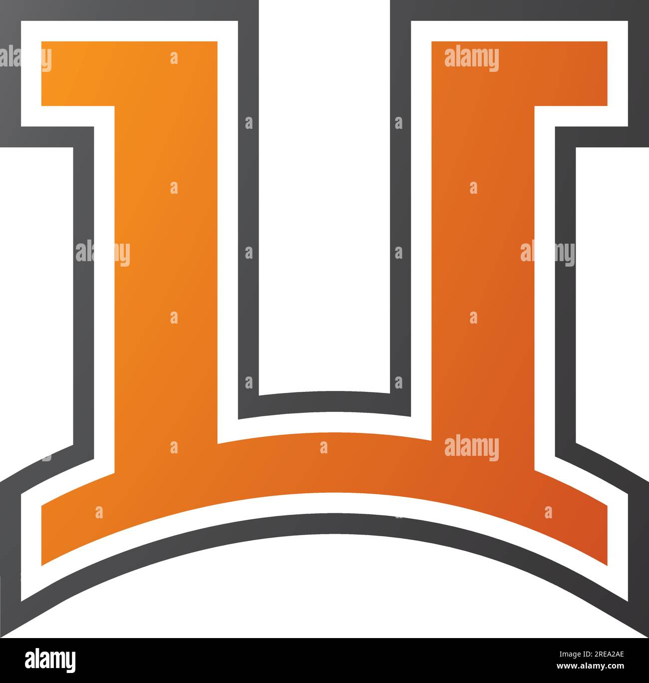 Orange and Black Arch Shaped Letter U Icon on a White Background Stock ...