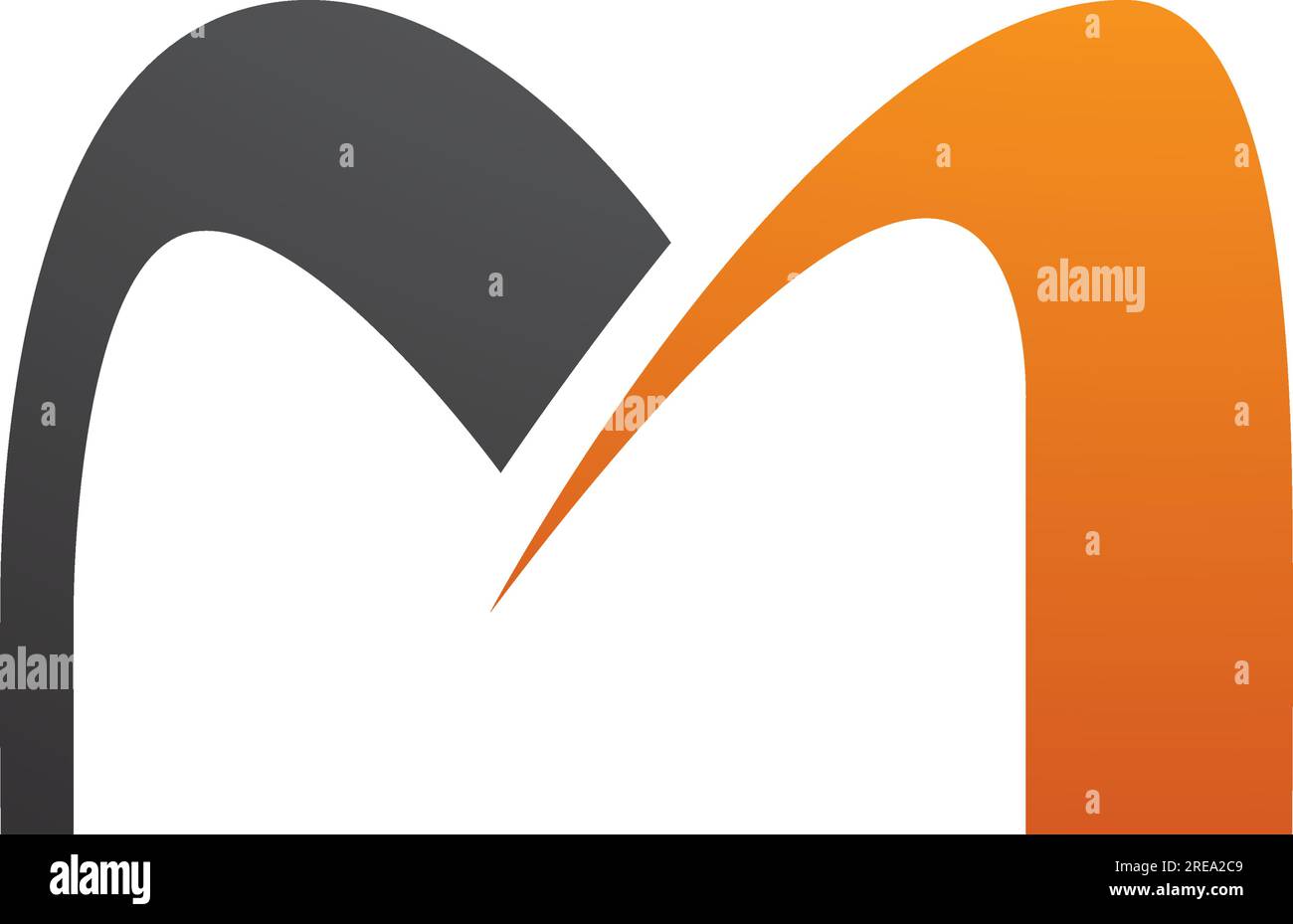 Orange And Black Arch Shaped Letter M Icon On A White Background Stock