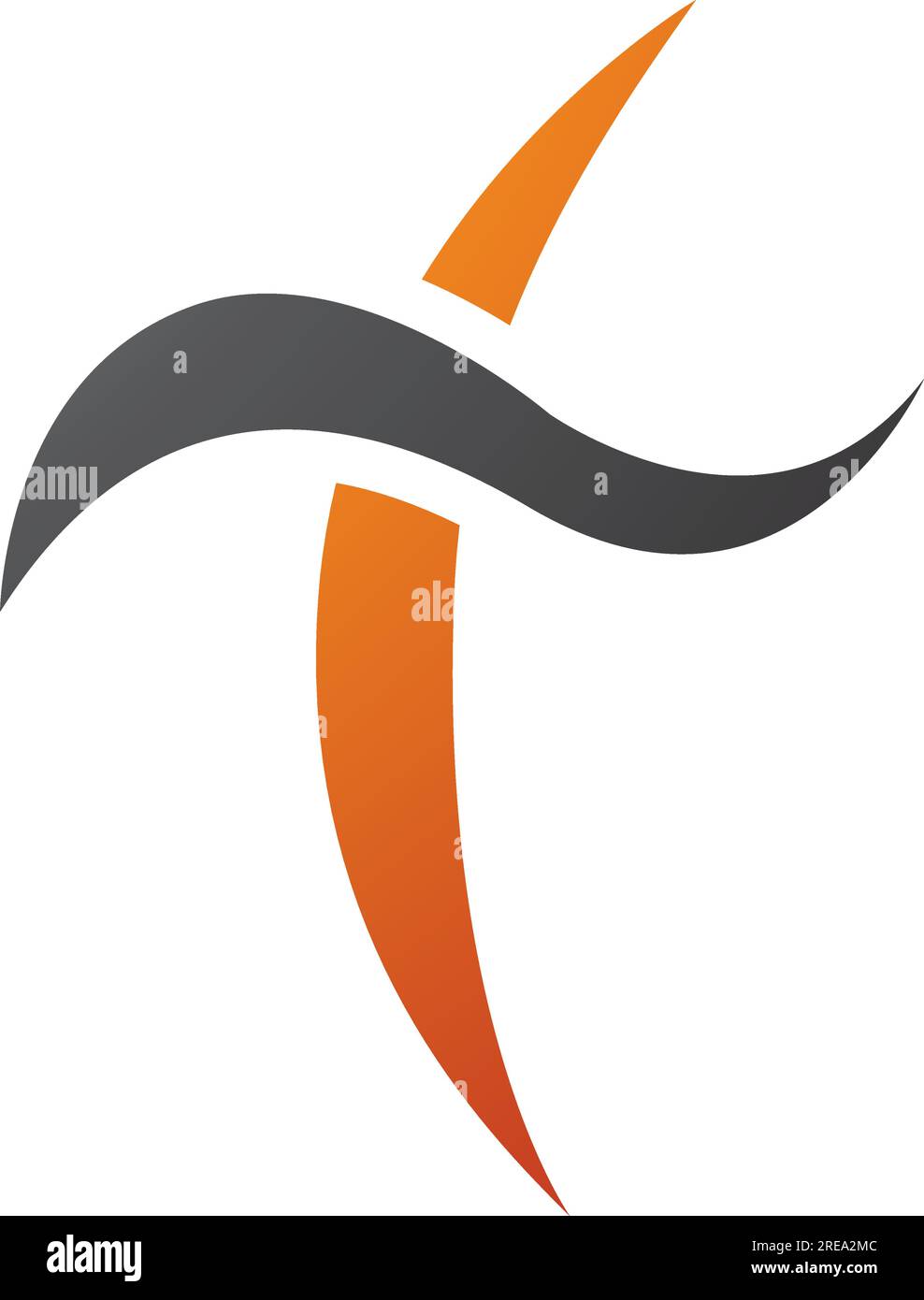 Orange and Black Curvy Sword Shaped Letter T Icon on a White Background ...