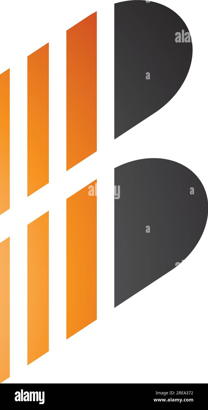 Orange and Black Letter B Icon with Vertical Stripes on a White ...