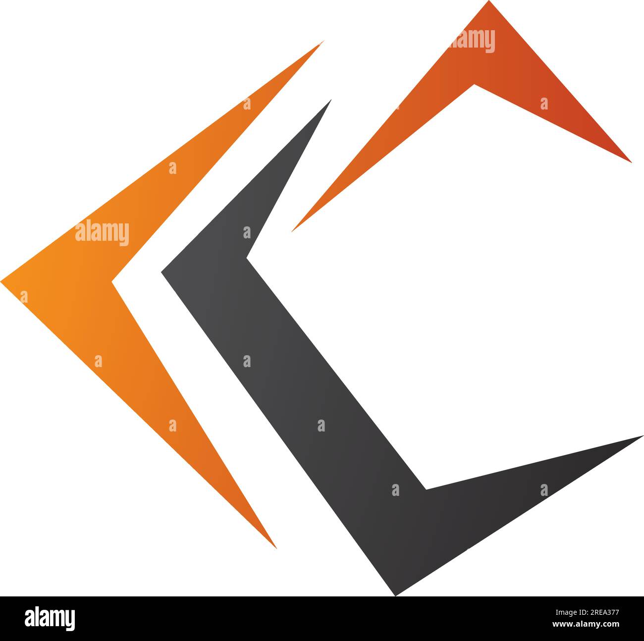 Orange and Black Letter C Icon with Pointy Tips on a White Background ...