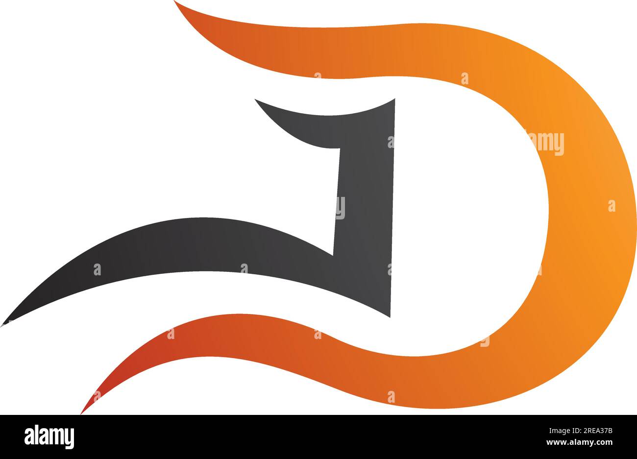 Orange and Black Letter D Icon with Wavy Curves on a White Background ...