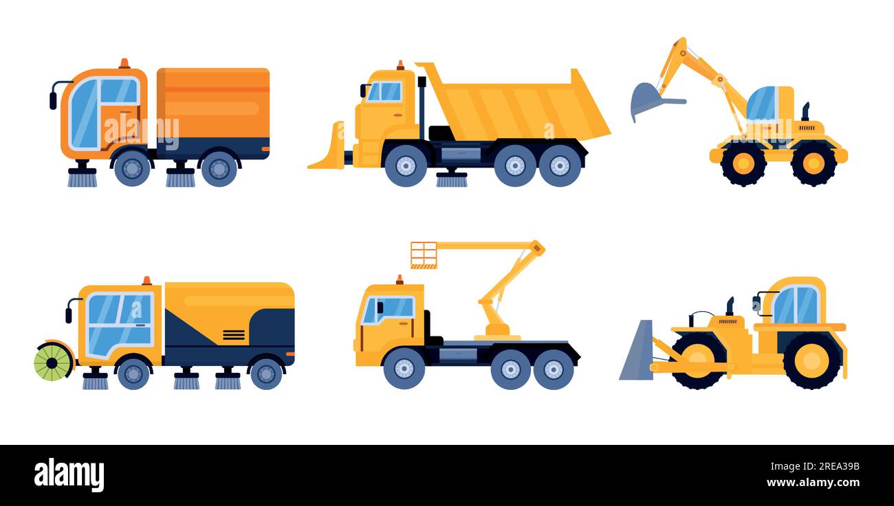 City street cleaning equipment. Modern street sweeper truck, industrial ...