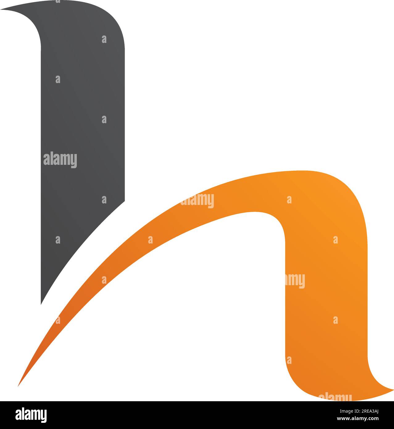 Orange and Black Letter H Icon with Round Spiky Lines on a White ...