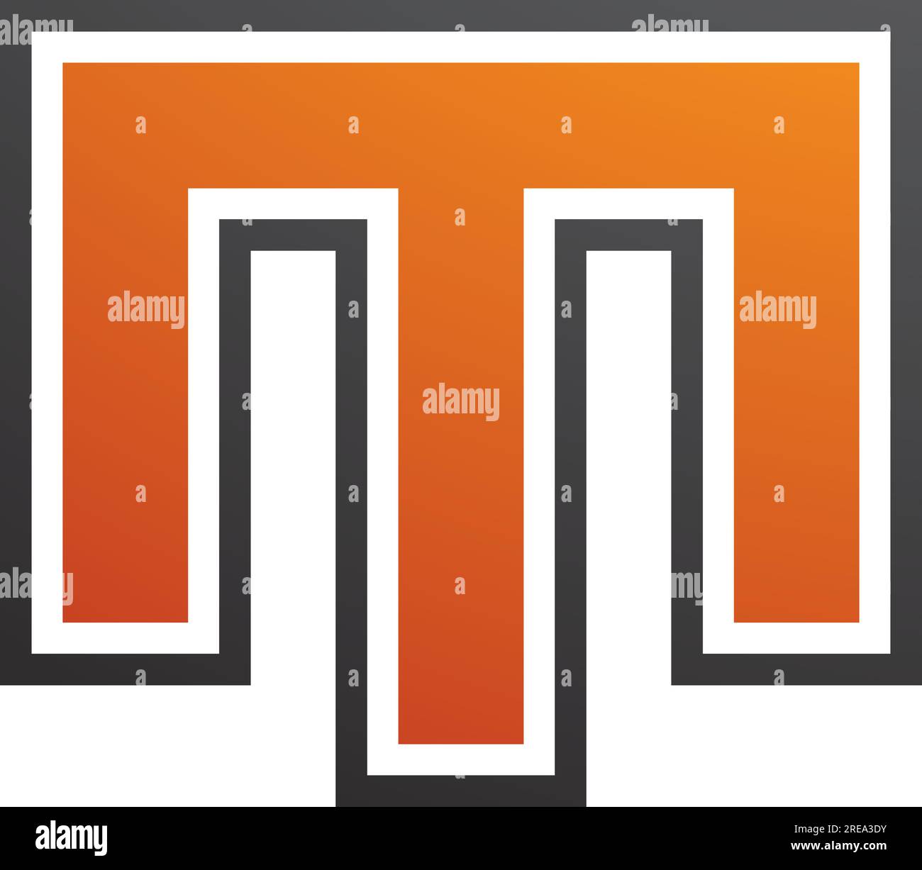 Orange and Black Letter M Icon with an Outer Stripe on a White ...