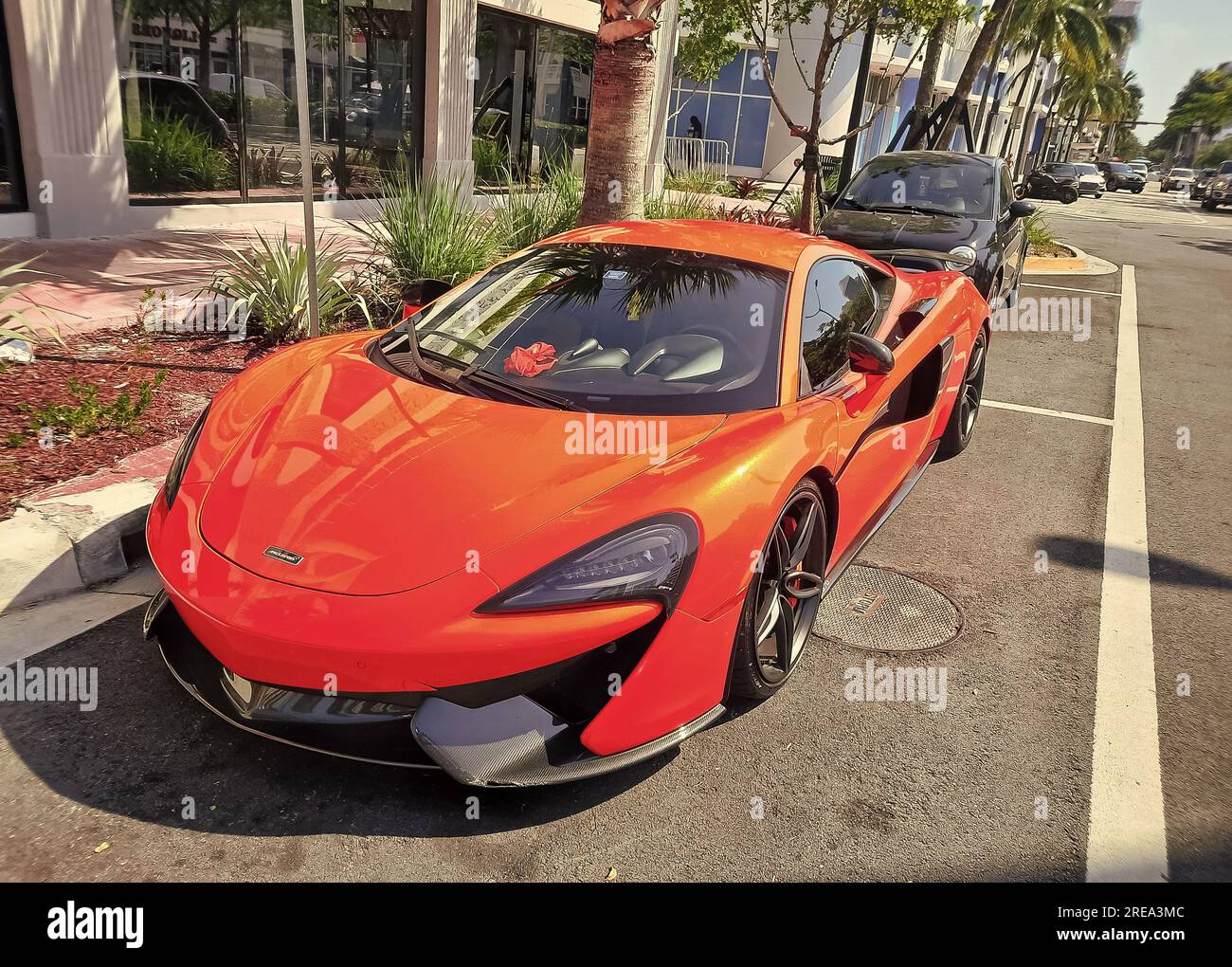 Los Angeles, California USA - July 04, 2021: orange McLaren Automotive ...