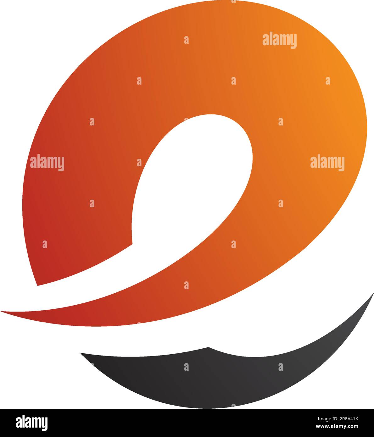 Orange and Black Lowercase Letter E Icon with Soft Spiky Curves on a ...